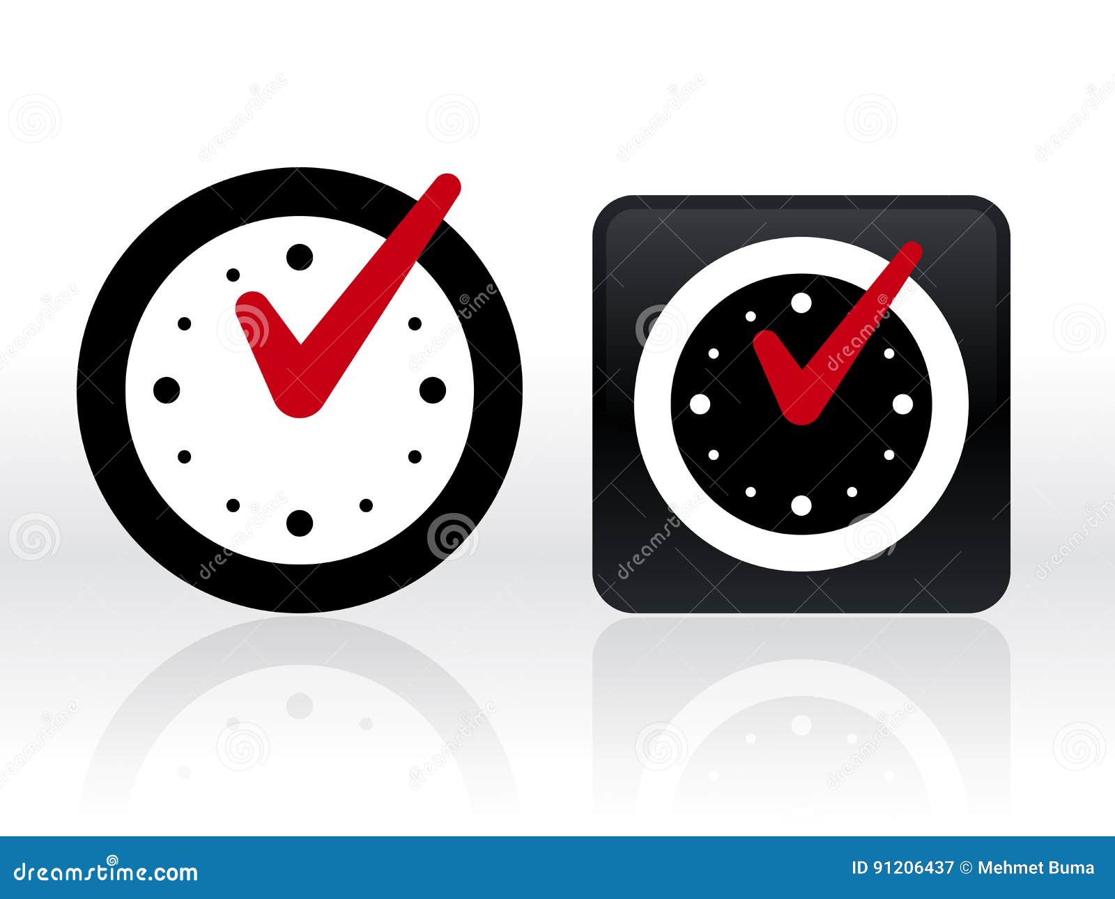Square Clocks Showing Different Time Hours Symbols Icons Signs Logos ...
