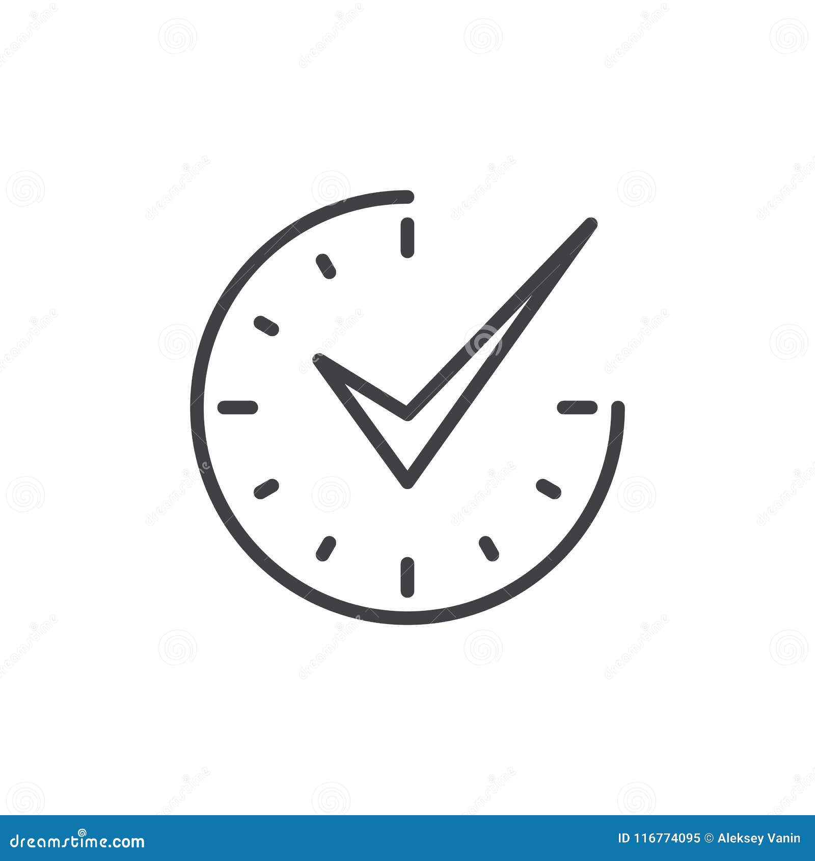Check Mark on Clock Outline Icon Stock Vector - Illustration of linear ...