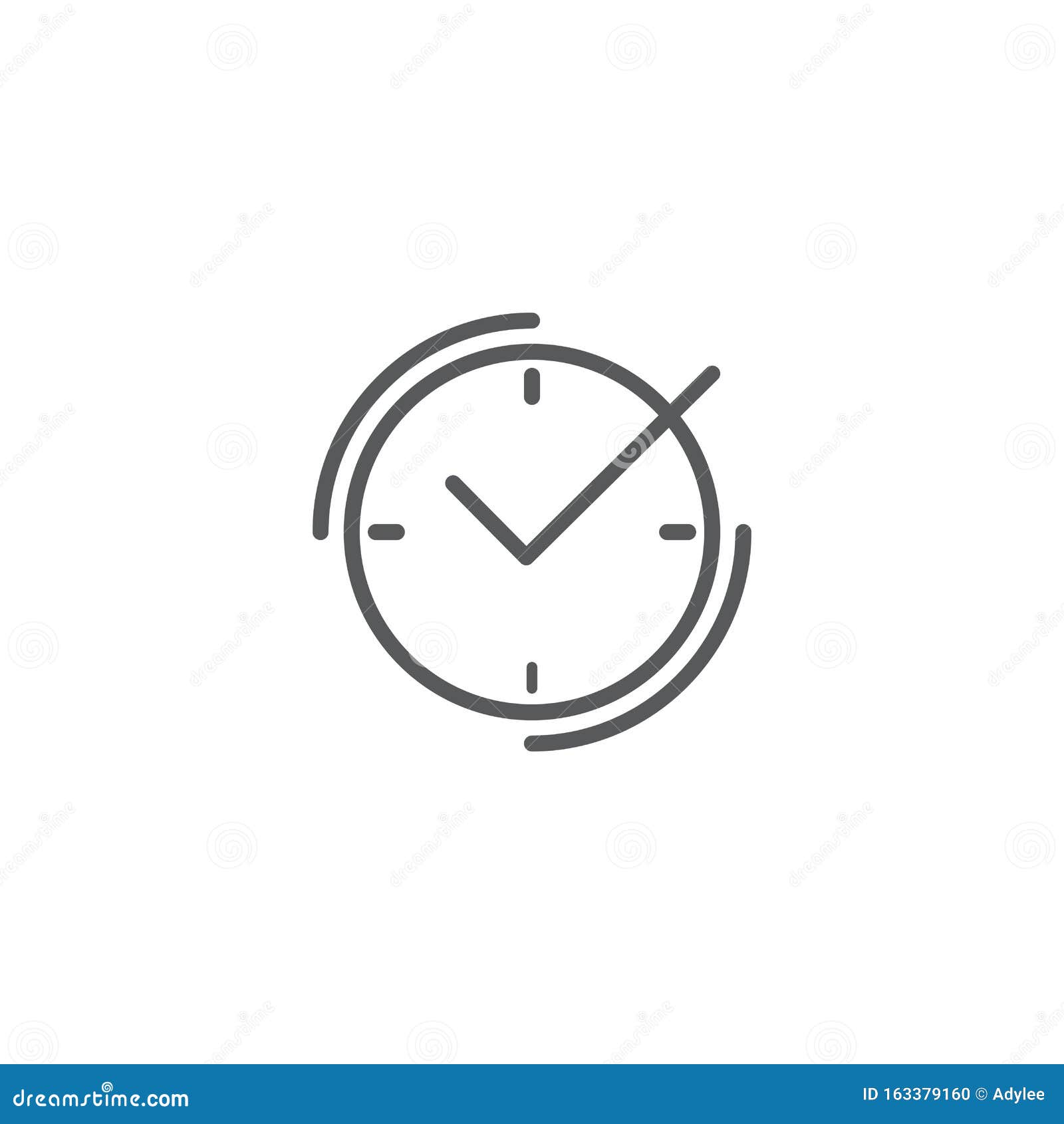 Check Mark on Clock, Real Time Protection Vector Icon Symbol Isolated ...