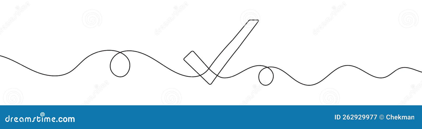 Check Mark in Continuous Line Drawing Style. Line Art of the Approved ...