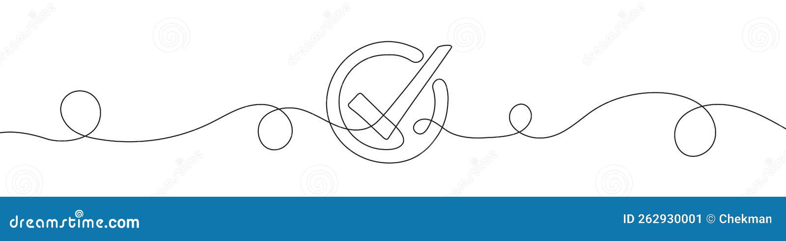 Check Mark in Continuous Line Drawing Style. Line Art of the Approved ...