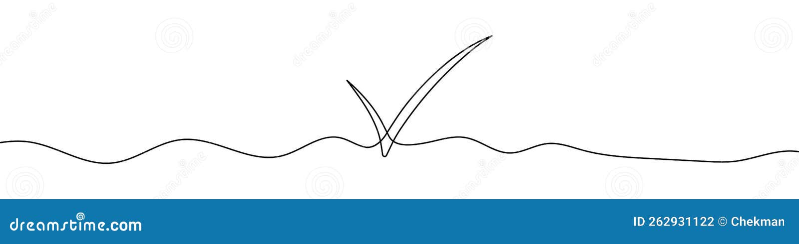 Check Mark in Continuous Line Drawing Style. Line Art of the Approved ...