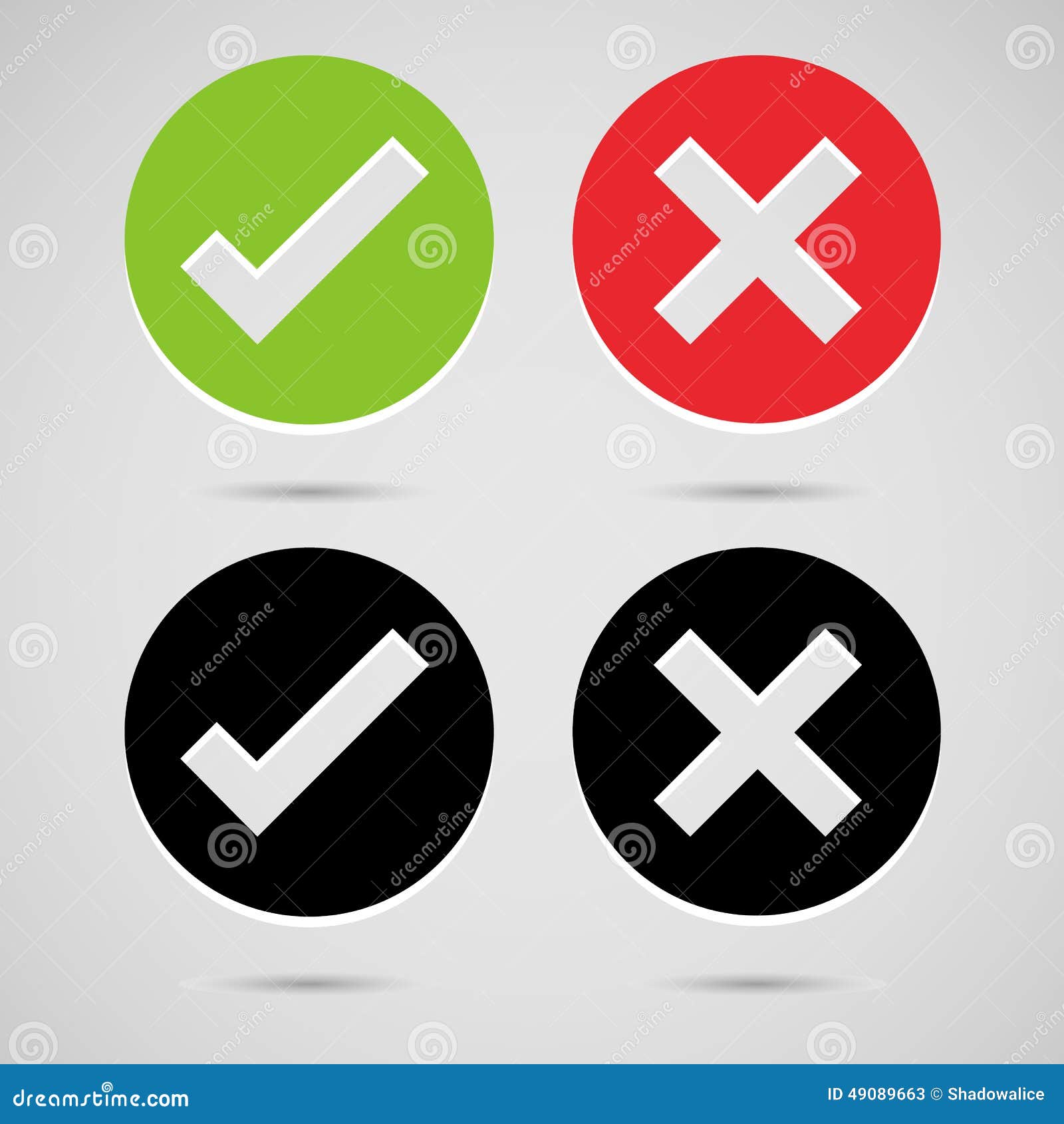 Check Mark Correct and Wrong Icons Set Great for Any Use. Vector EPS10 ...