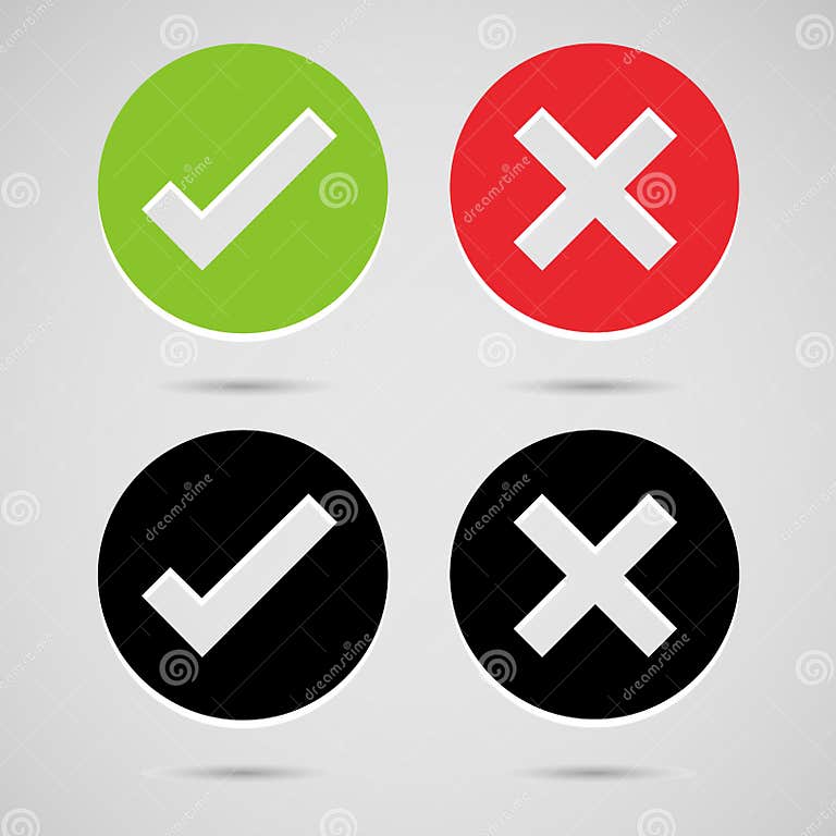 Check Mark Correct and Wrong Icons Set Great for Any Use. Vector EPS10 ...