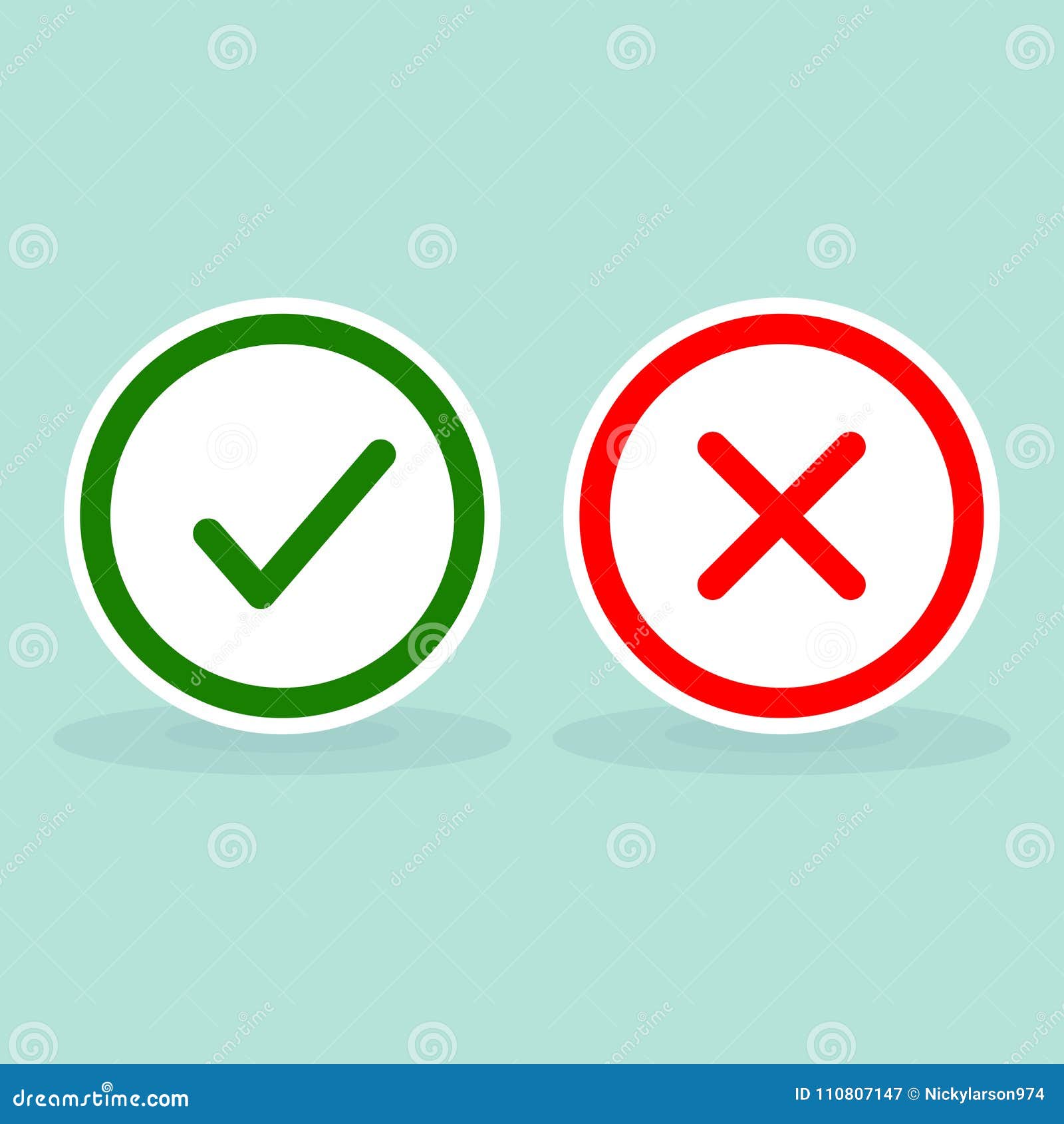 Check mark and cross icons stock vector. Illustration of sign - 110807147