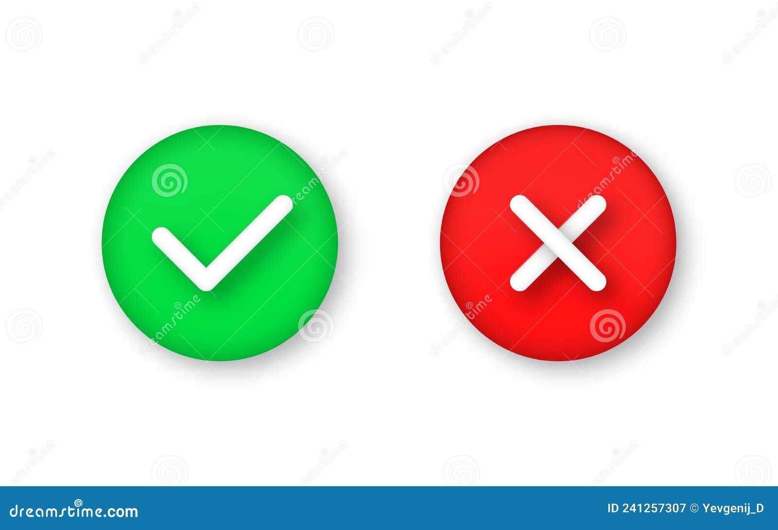 Check Mark And Cross Symbols. 3d Render Style Check Mark And Cross Icon ...