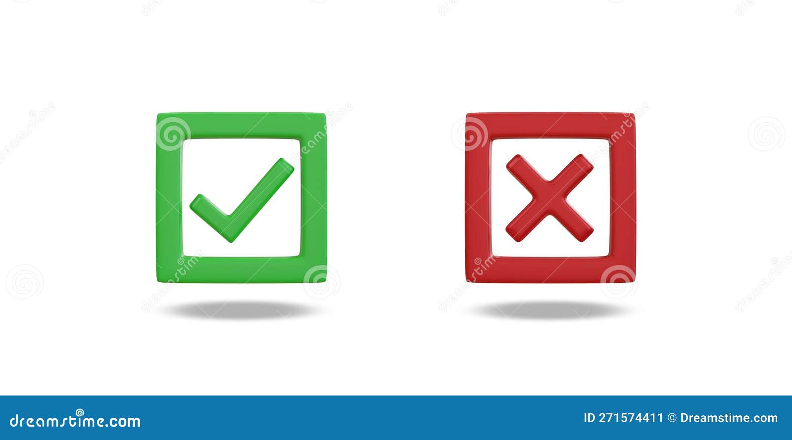Check Mark And Cross Mark Symbols Icon. Buttons With Checkmark And ...