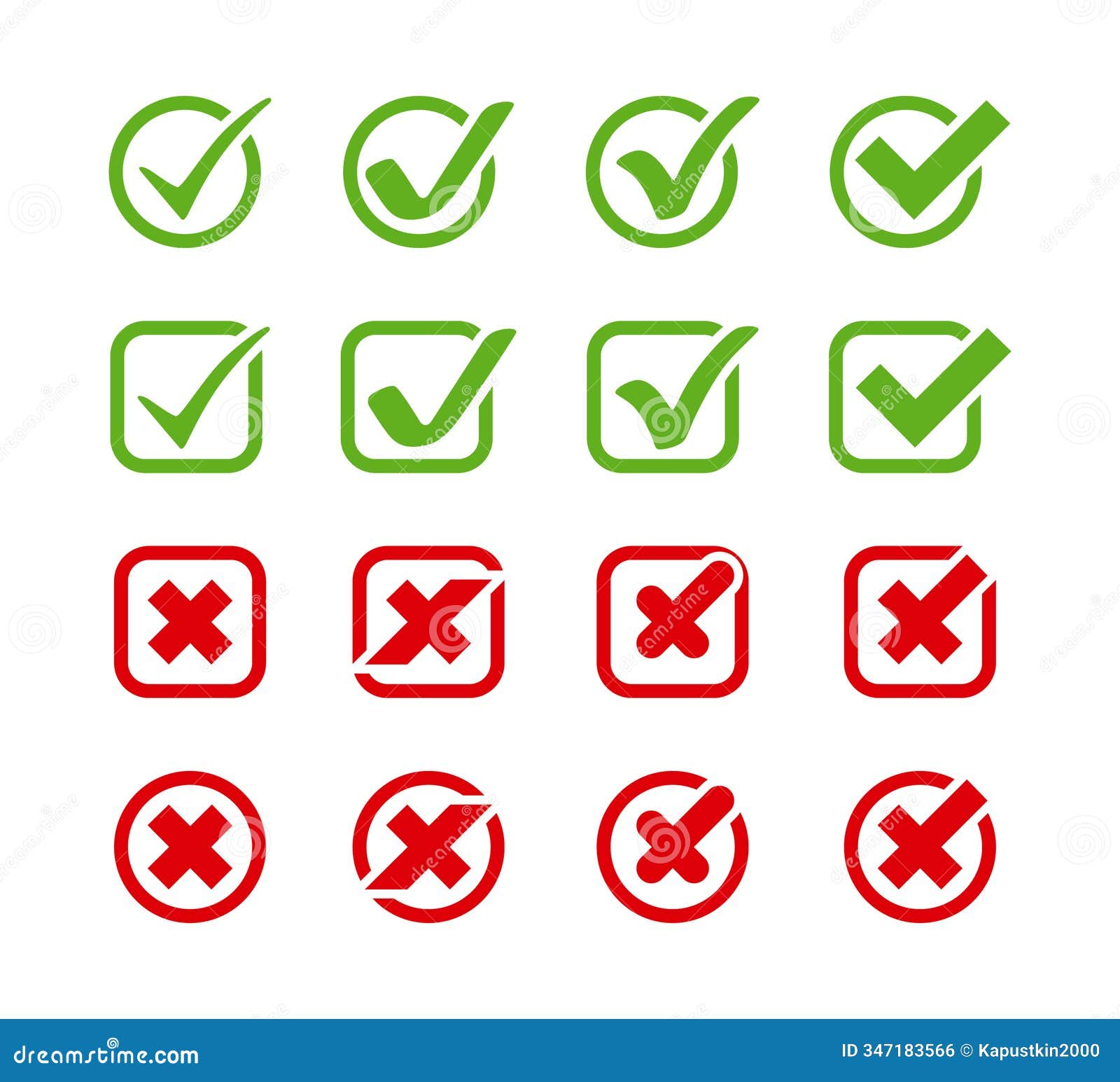 Check Mark and Cross Vector Icon. Check Marks and Crosses Vector Icons ...