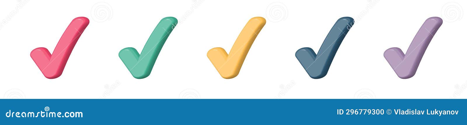 Check Mark 3d Icon Tick Vector Graphic Element Set, Checkmark Right ...