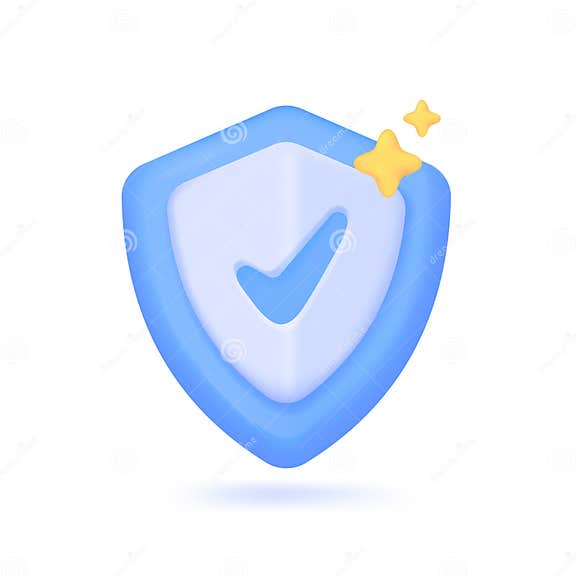 Check Mark on 3D Shield. Concept of Protecting Online User Account ...