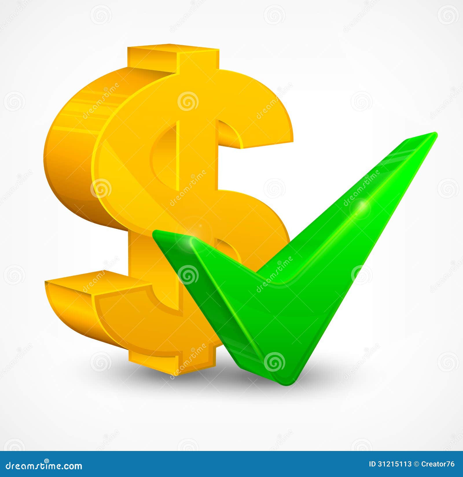 Check mark & dollar stock vector. Illustration of sign - 31215113