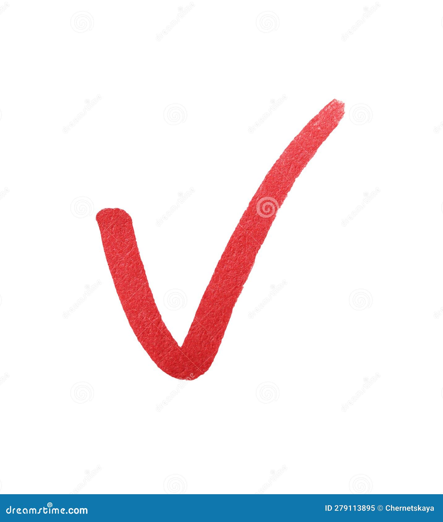 Check Mark Drawn with Red Marker Isolated on White, Top View Stock ...