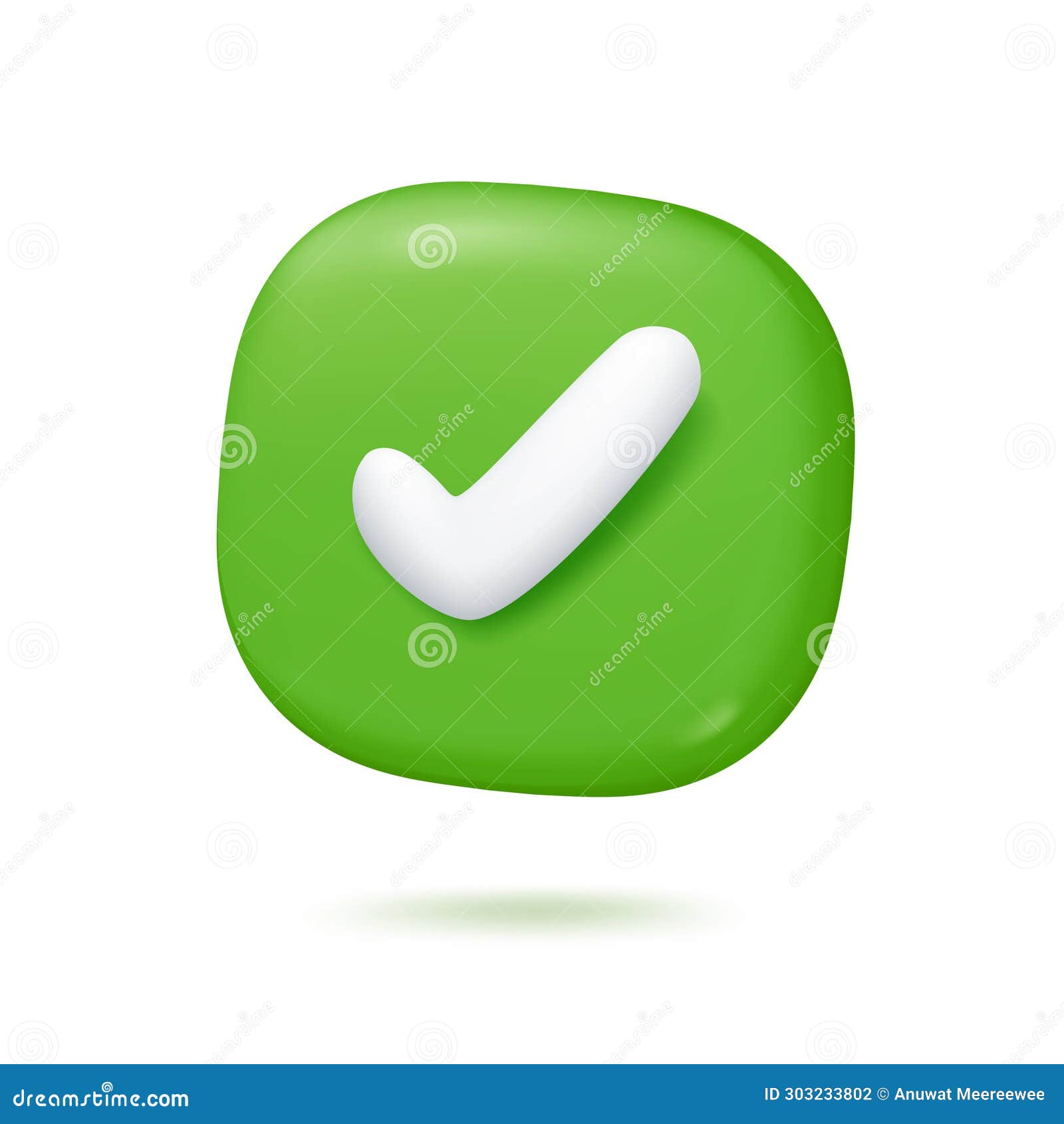 Check Mark on Green Button Authentication of Rights Accuracy before ...