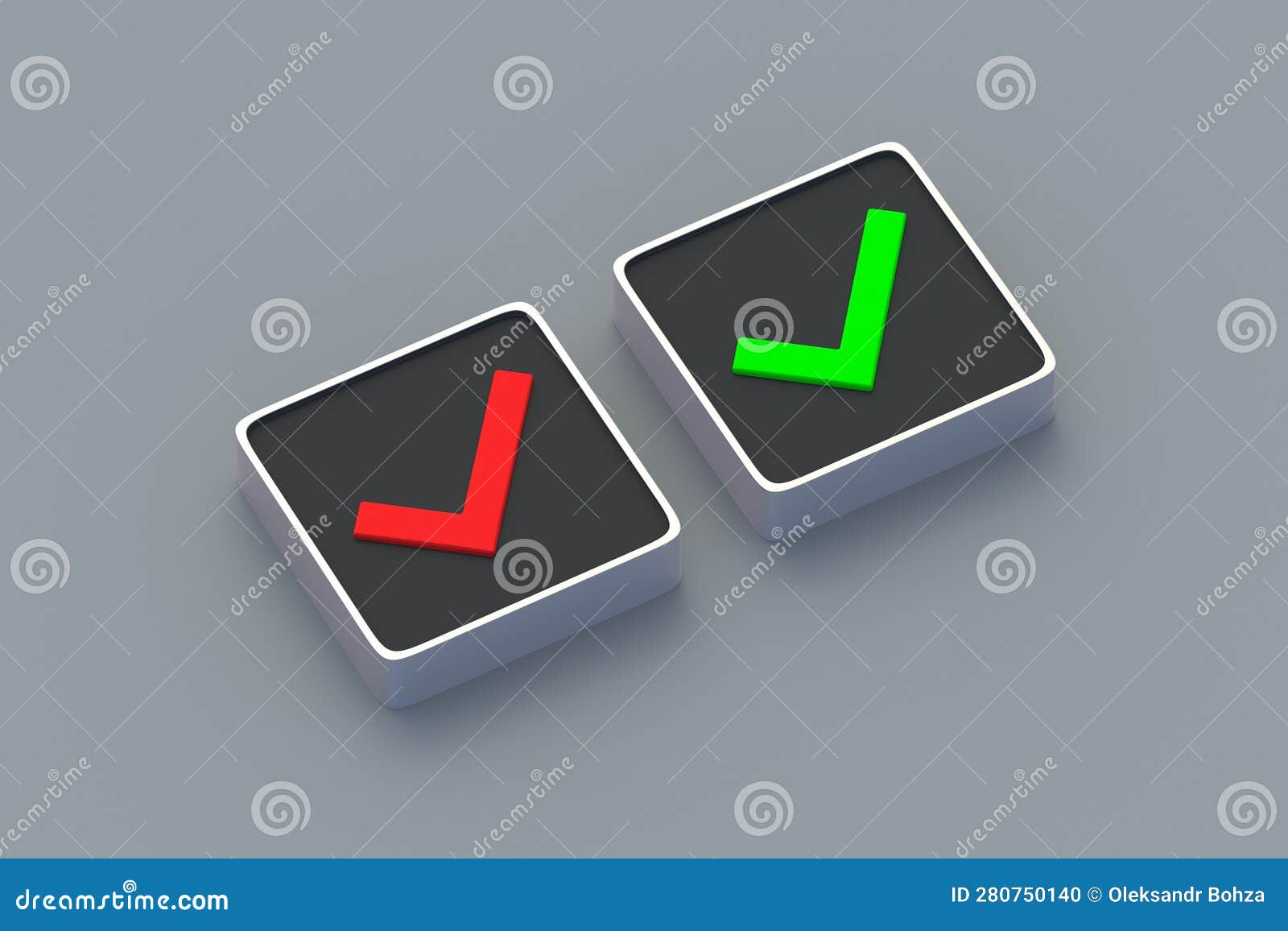 Check Mark Green and Red Color on Button. Choice Concept Stock ...