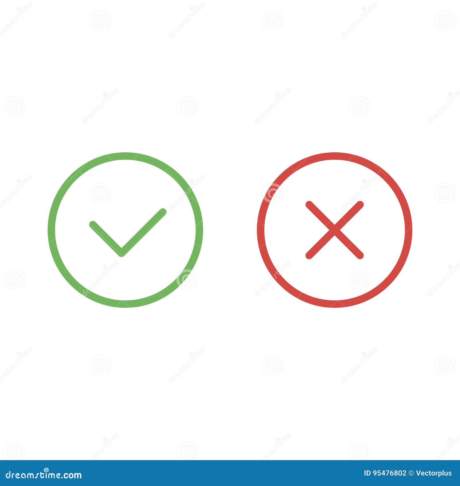 Check Mark Green and Red Line Icons. Vector Illustration Stock ...