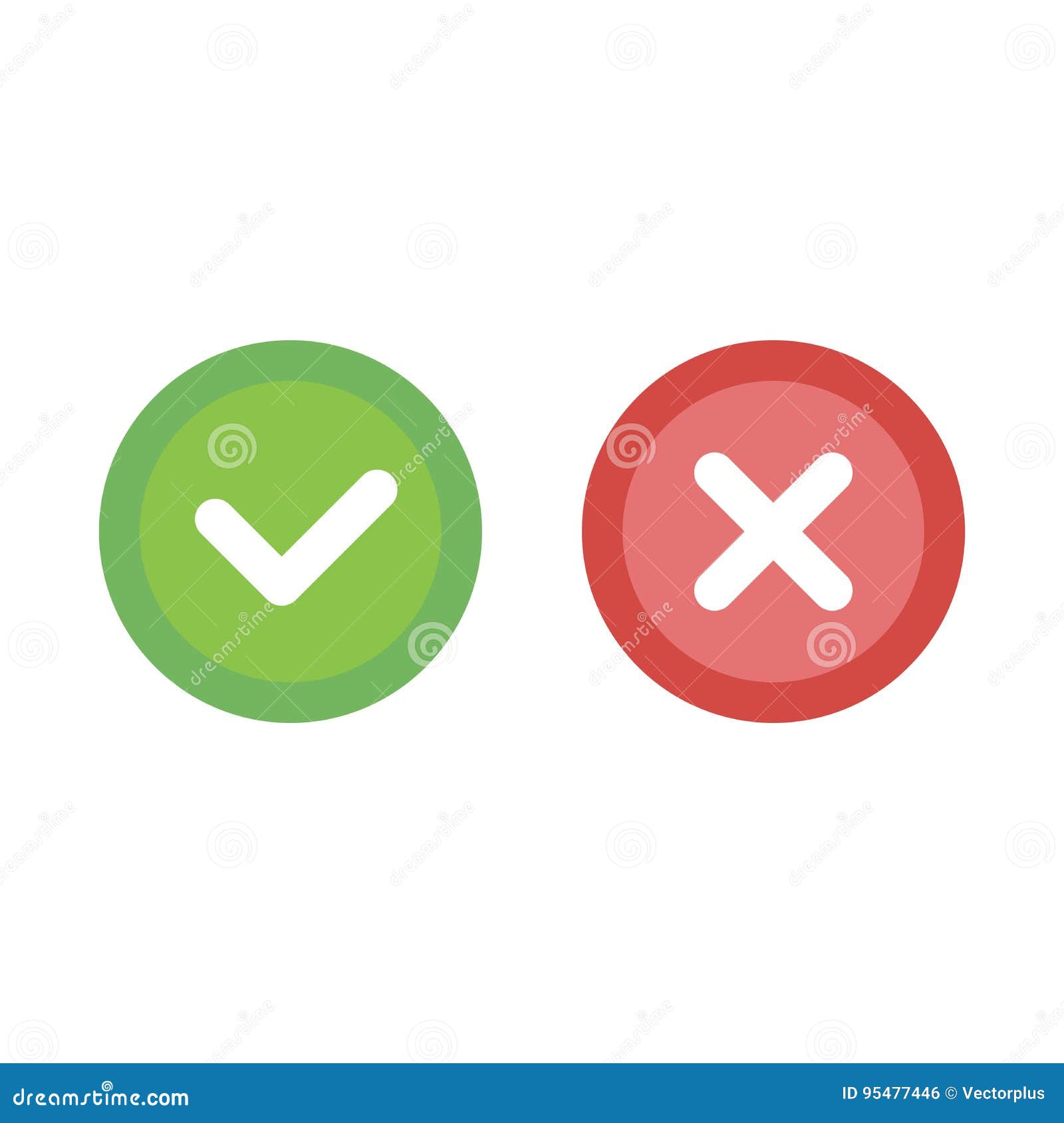 Check Mark Green and Red Line Icons. Vector Illustration Stock ...