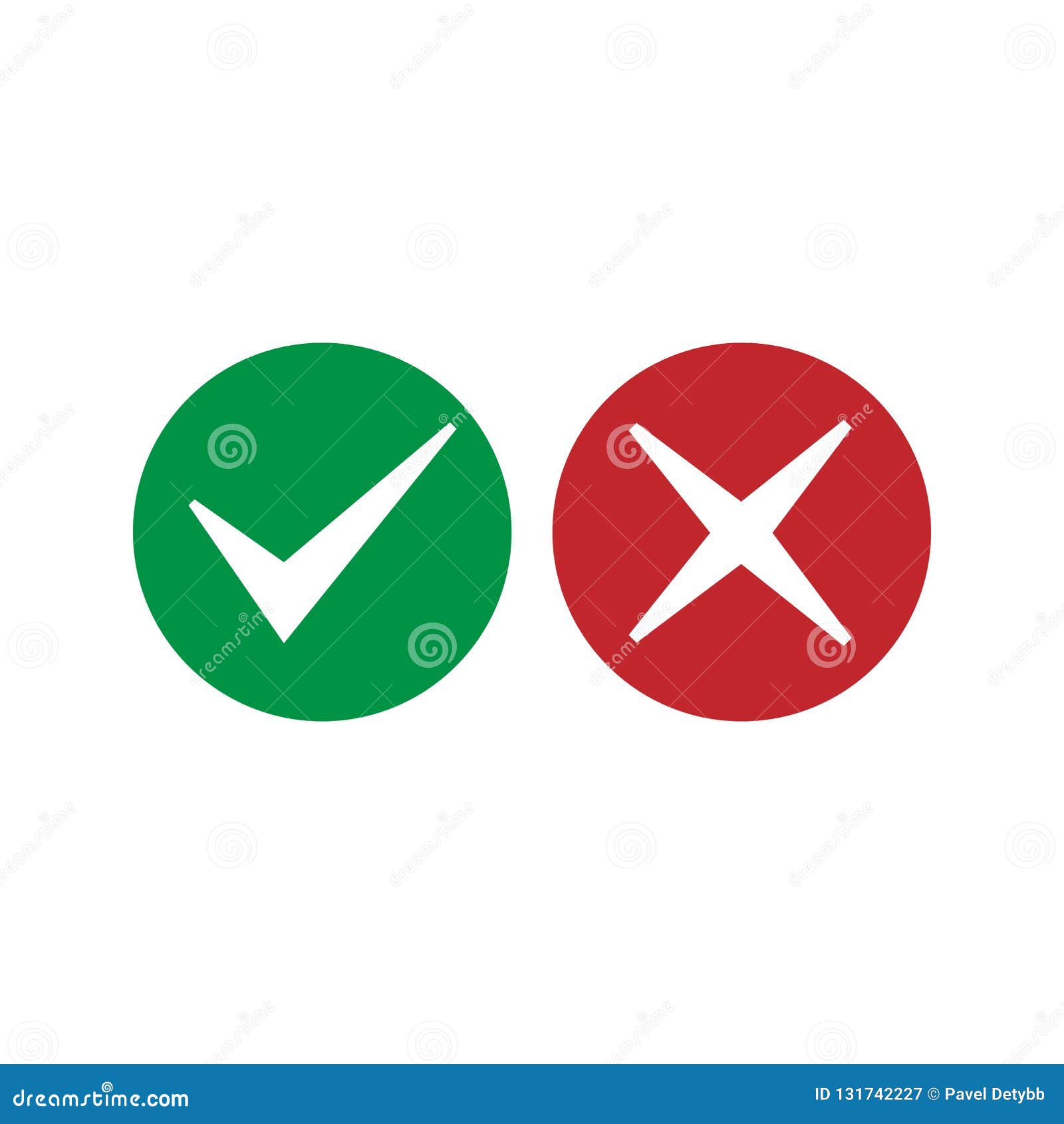 Check Mark Icon. Accept or Decline Icon Vector Illustration, Flat ...