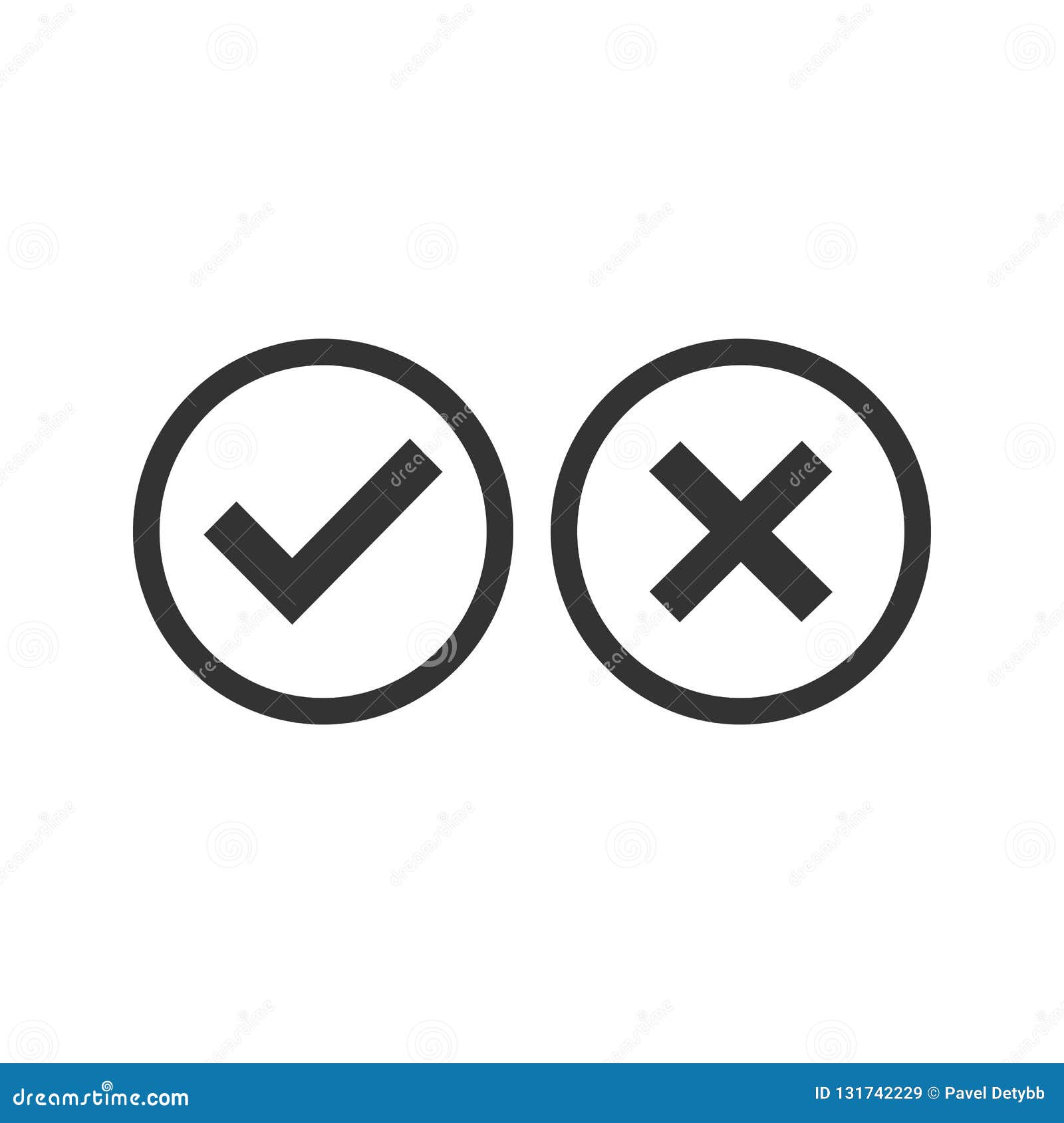 Check Mark Icon. Accept or Decline Icon Vector Illustration, Flat ...