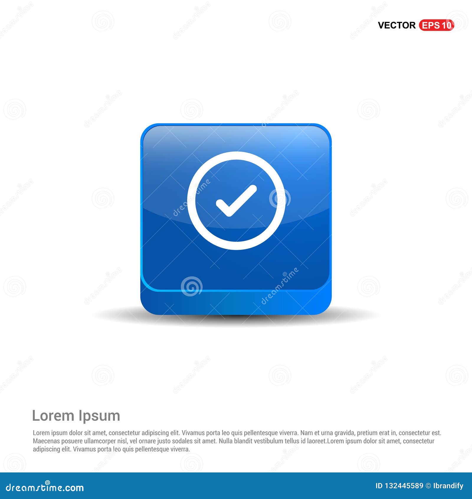 Check Mark Icon - 3d Blue Button Stock Vector - Illustration of panel ...