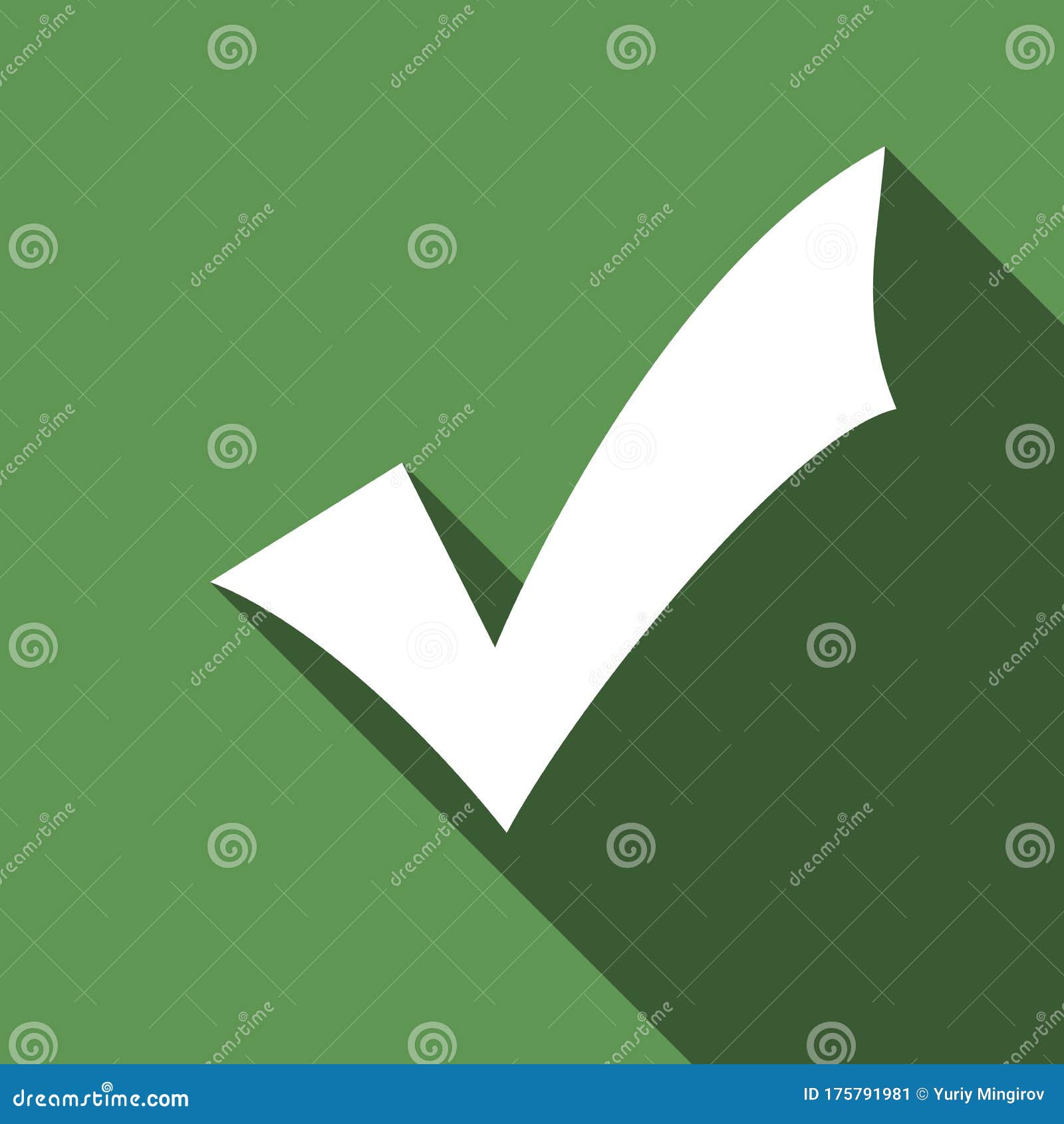 Check Mark Icon with Long Shadow. Stock Vector - Illustration of ...