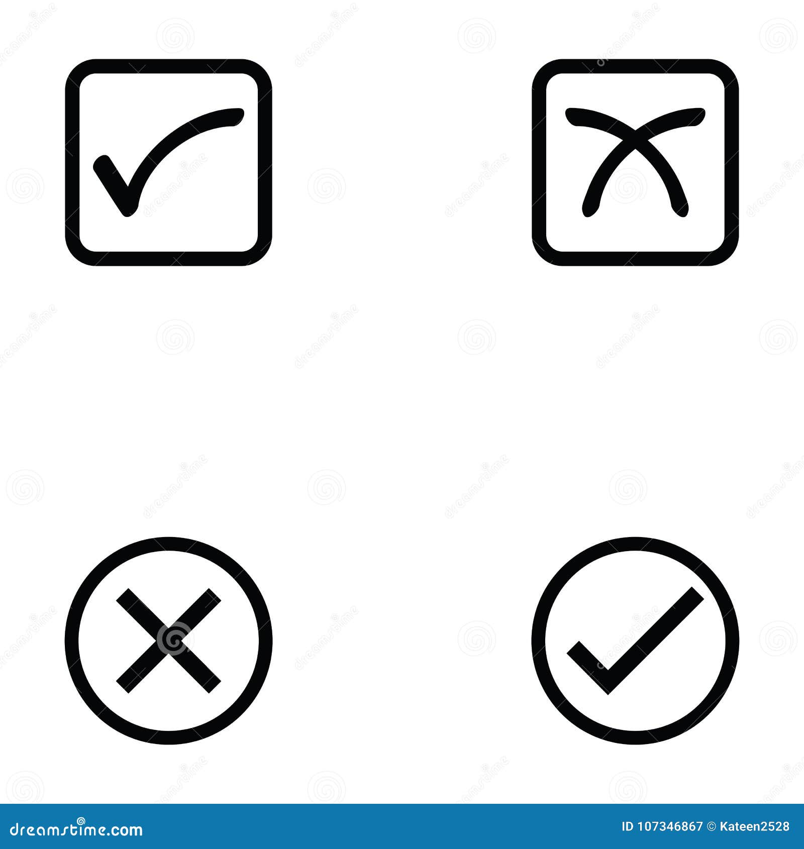 Check mark icon set stock vector. Illustration of confirm - 107346867