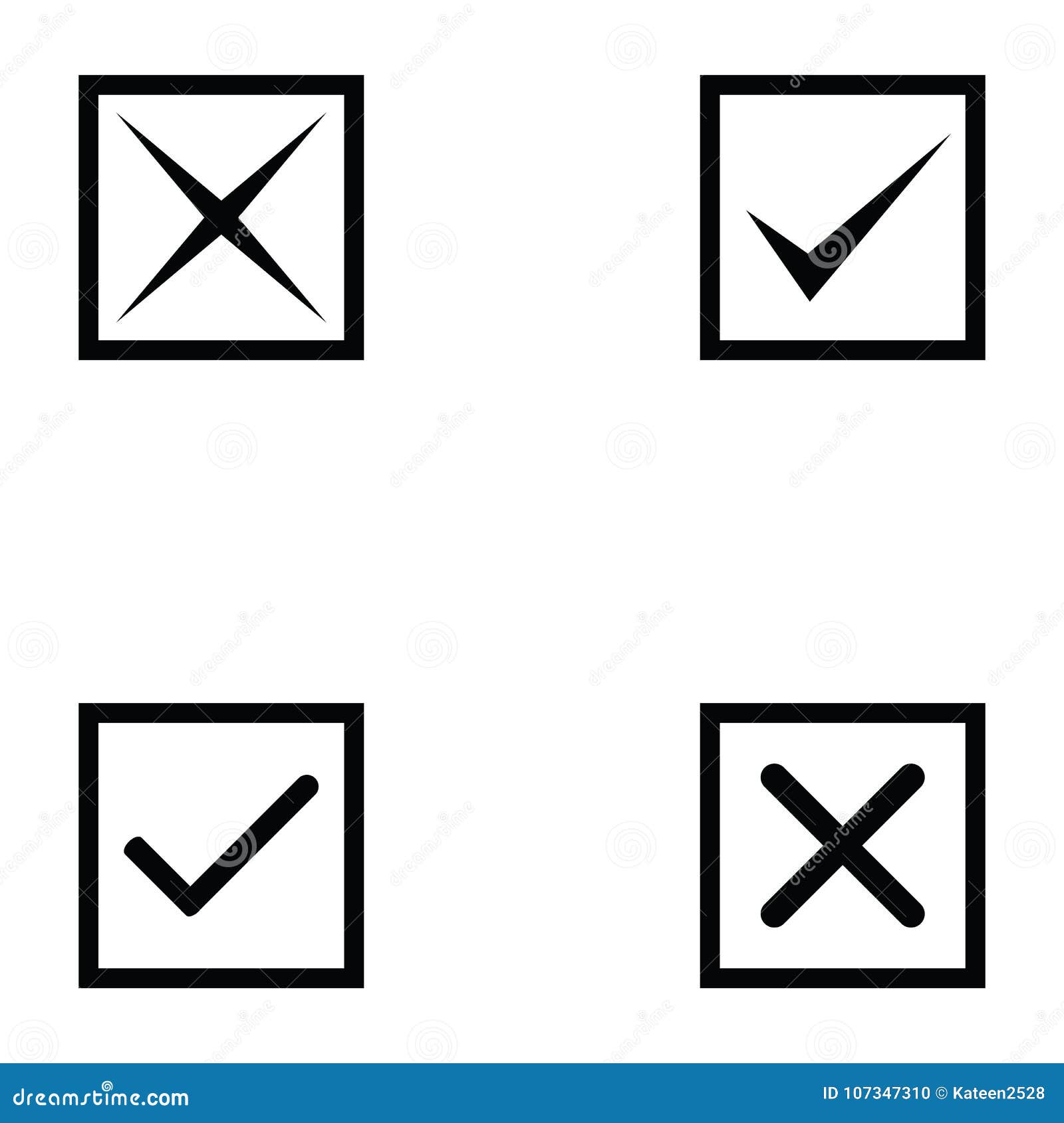 Check mark icon set stock vector. Illustration of isolated - 107347310