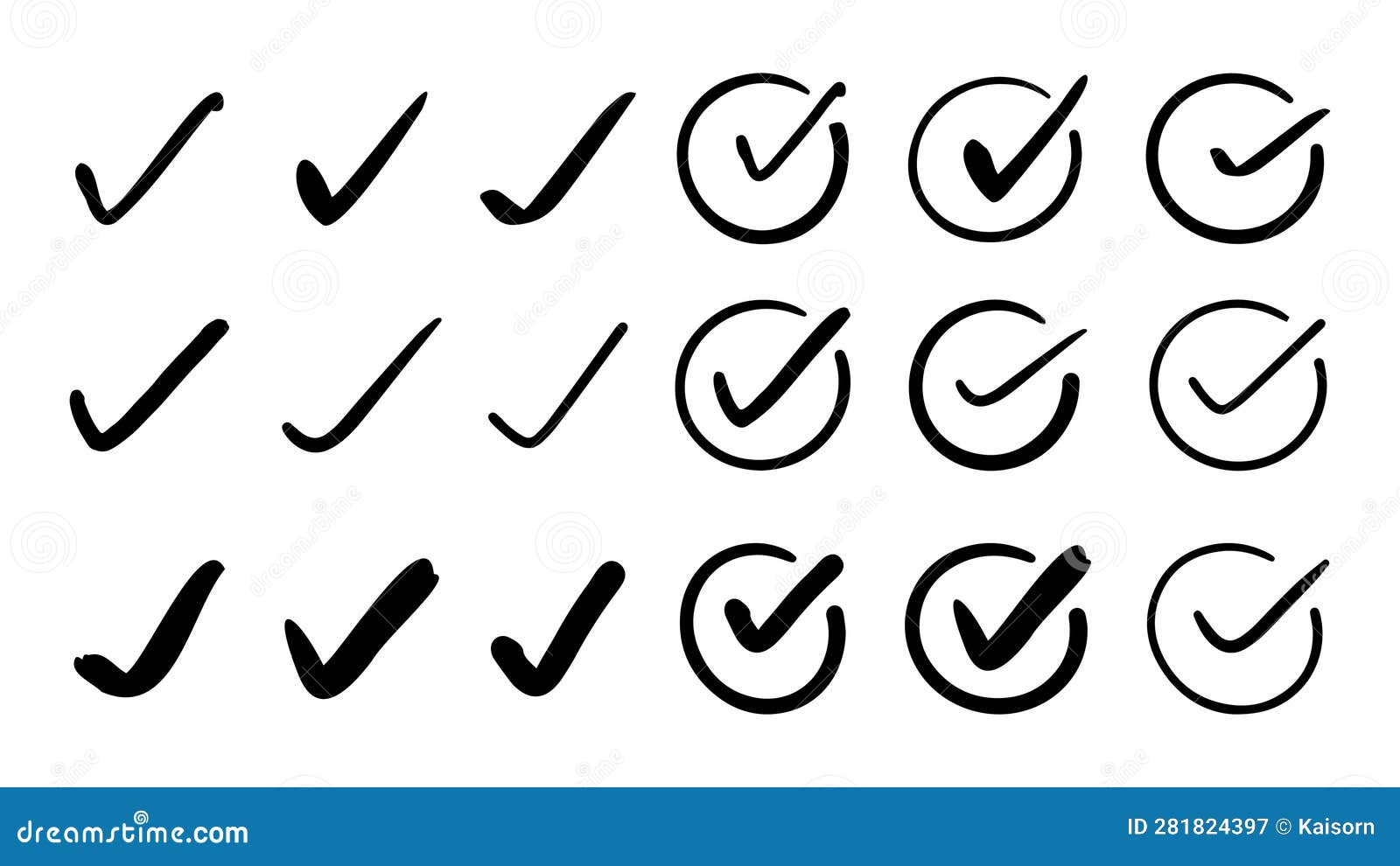 Check Mark Icon Set. Black Color Check Mark Symbol Stock Vector ...