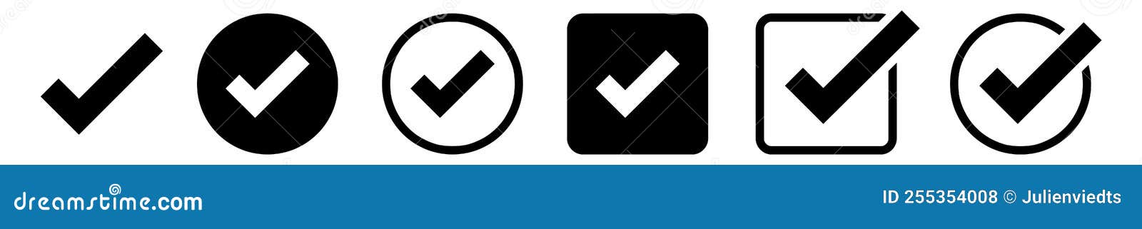 Check Mark Icon Set. Circle and Square Stock Vector - Illustration of approved, agreement: 255354008