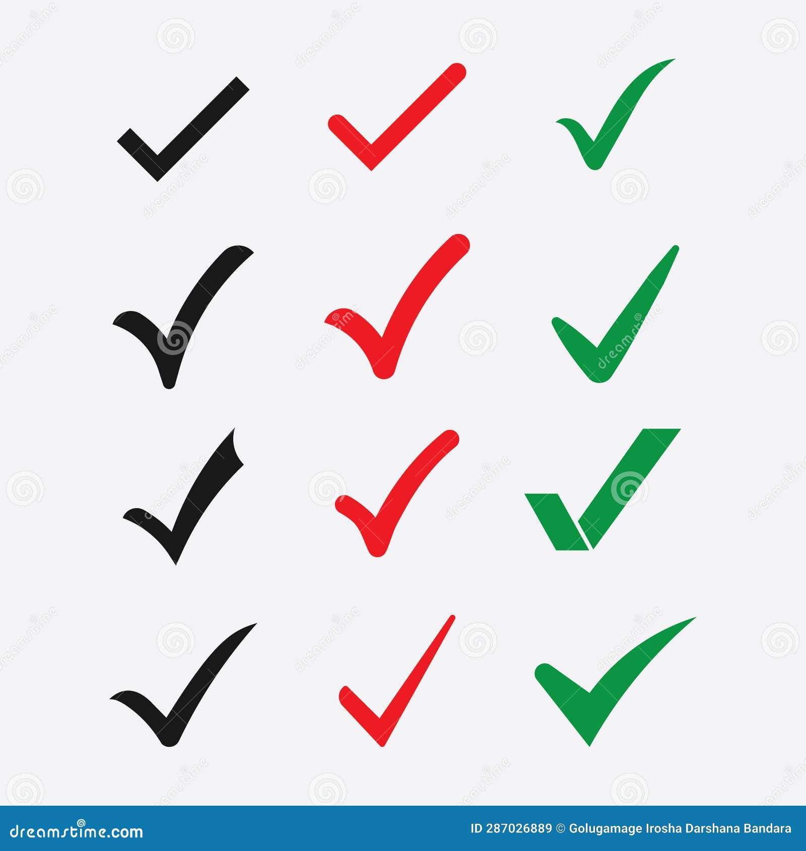 Check Mark Icon Set in Different Style Stock Vector - Illustration of ...