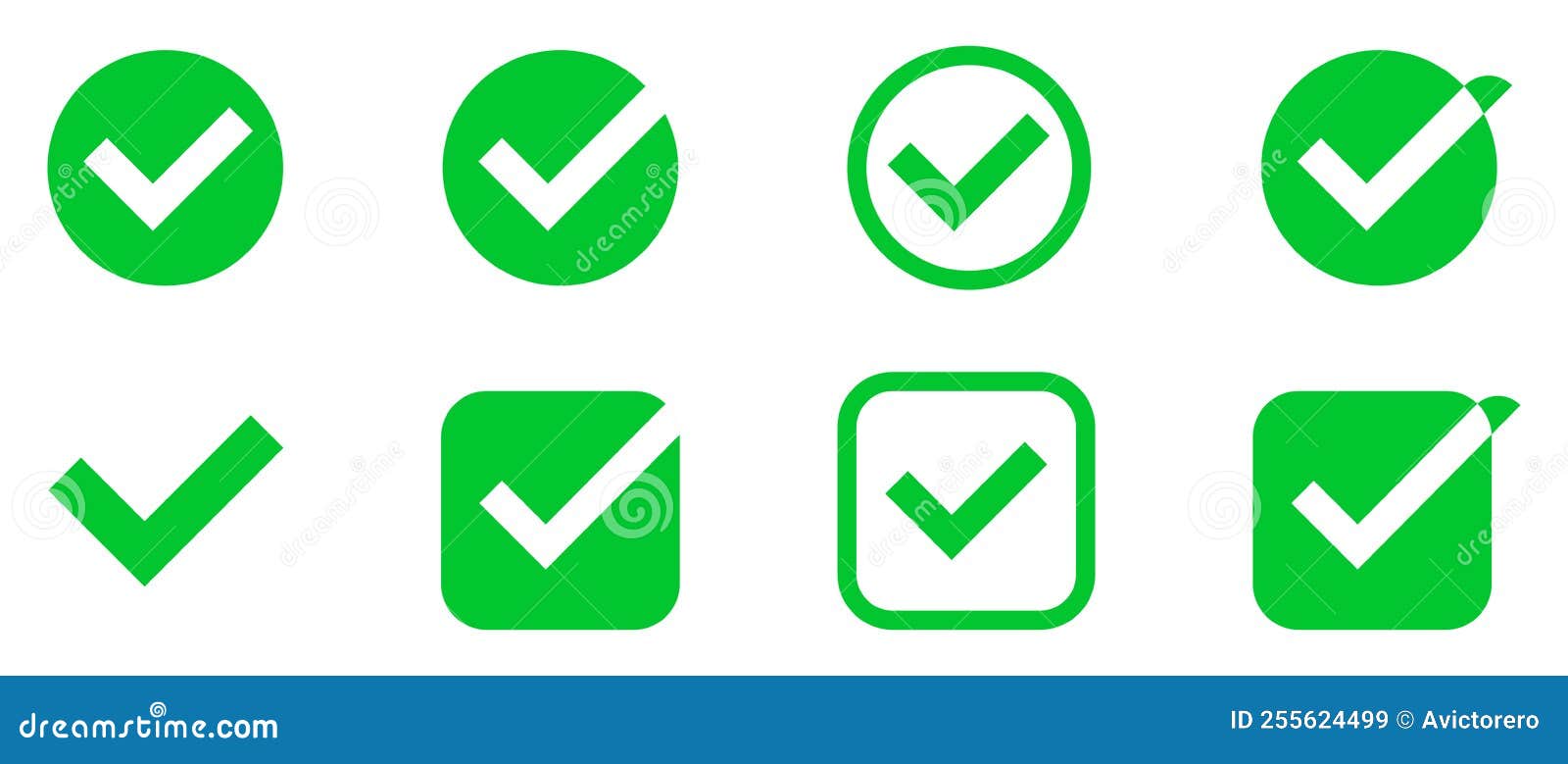 Check Mark Icon Set. Square and Circle Shape Stock Vector ...