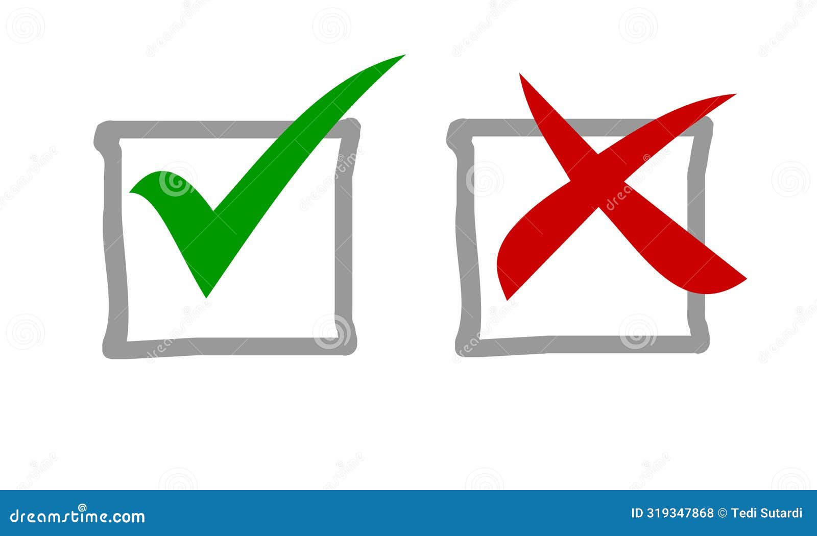 Check Mark Icon Set in Green and Red Color. Stock Vector - Illustration ...