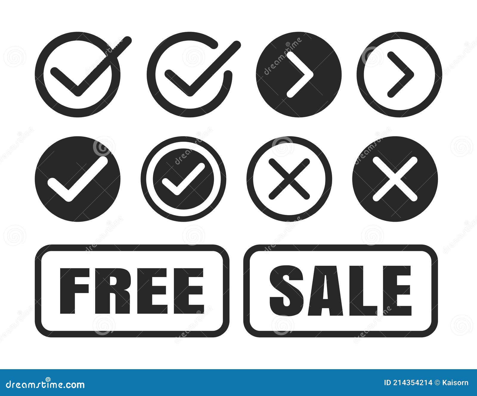 Check Mark Icon Set. Right and Wrong Symbol Stock Vector - Illustration ...