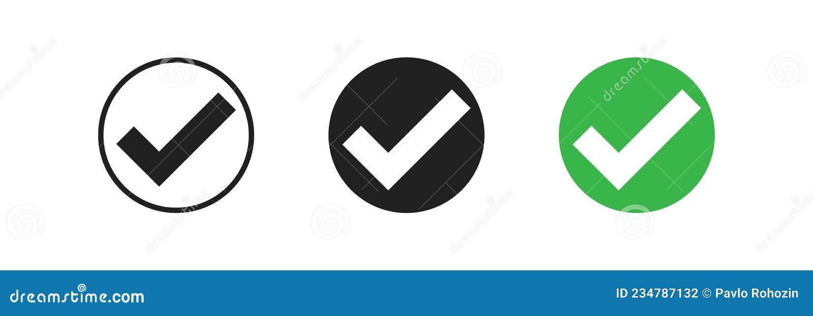 Check Mark Icon Set. Simple Web Correct Sign. Checkmark Symbol Stock ...