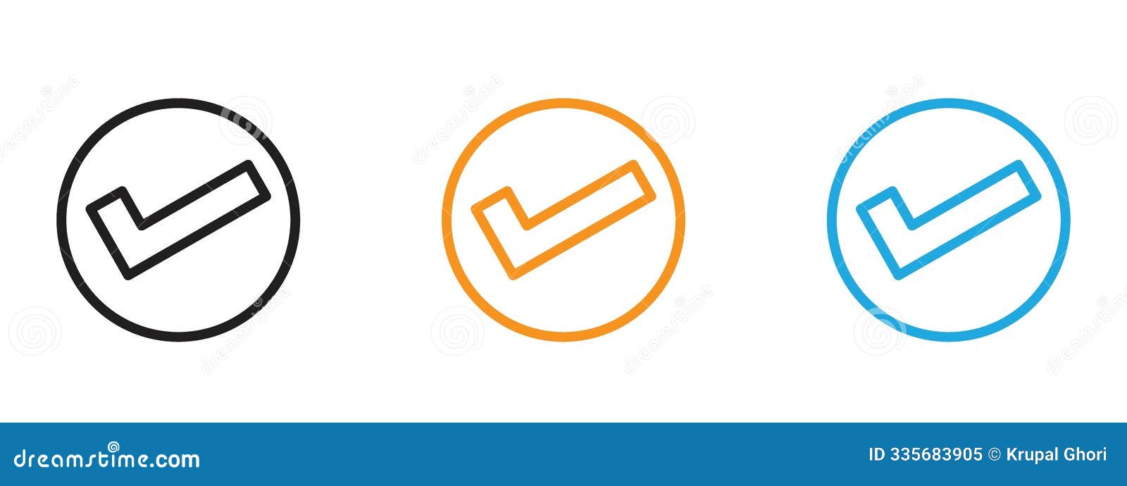 Check Mark Icon Thin Line Illustration Set Stock Vector - Illustration ...