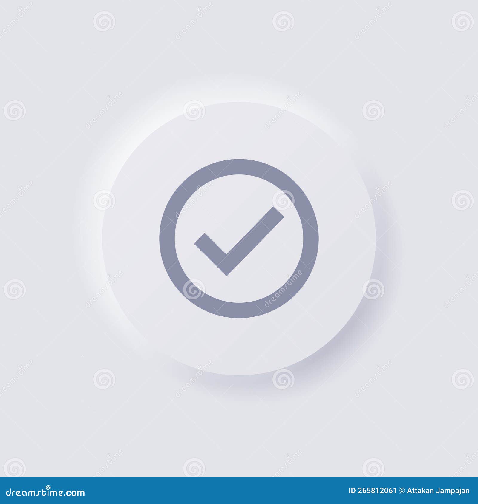 Check Mark Icon, Tick Icon, White Neumorphism Soft UI Design. Stock ...