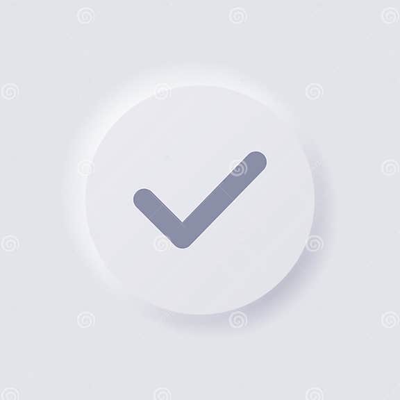 Check Mark Icon, Tick Icon, White Neumorphism Soft UI Design. Stock ...