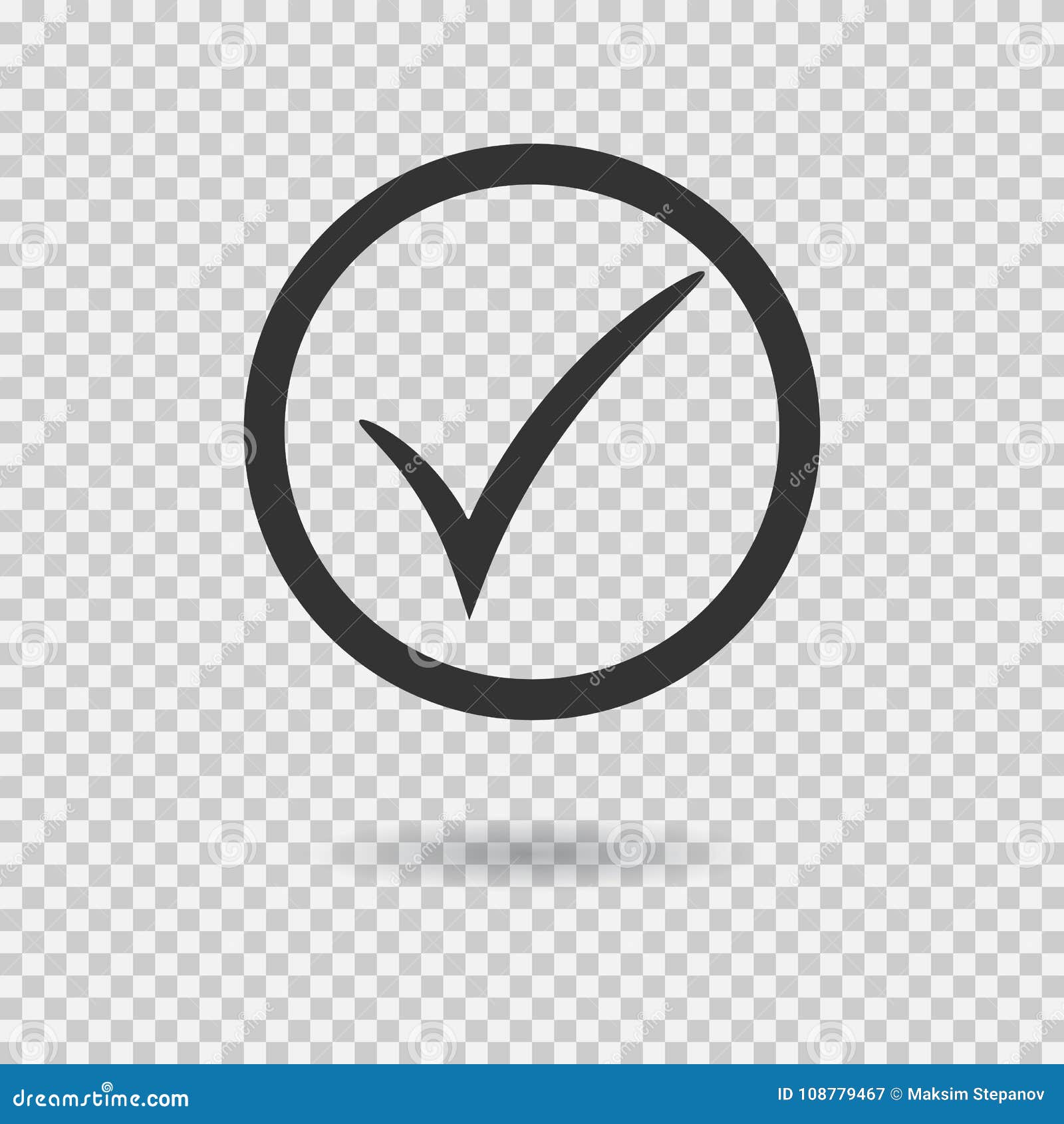 Check Mark Icon. Vector Checkmark Button with Circle Stock Vector ...