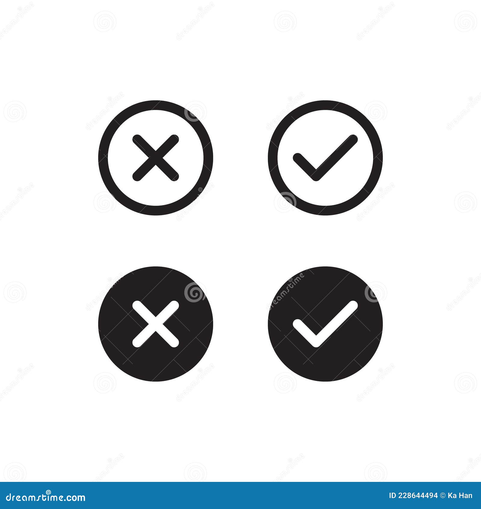 Check Mark Icon Vector. Reject and Accept Symbols Stock Vector ...