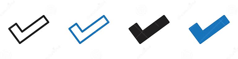 Check Mark Icon Vector Set Outline Stock Illustration - Illustration of ...