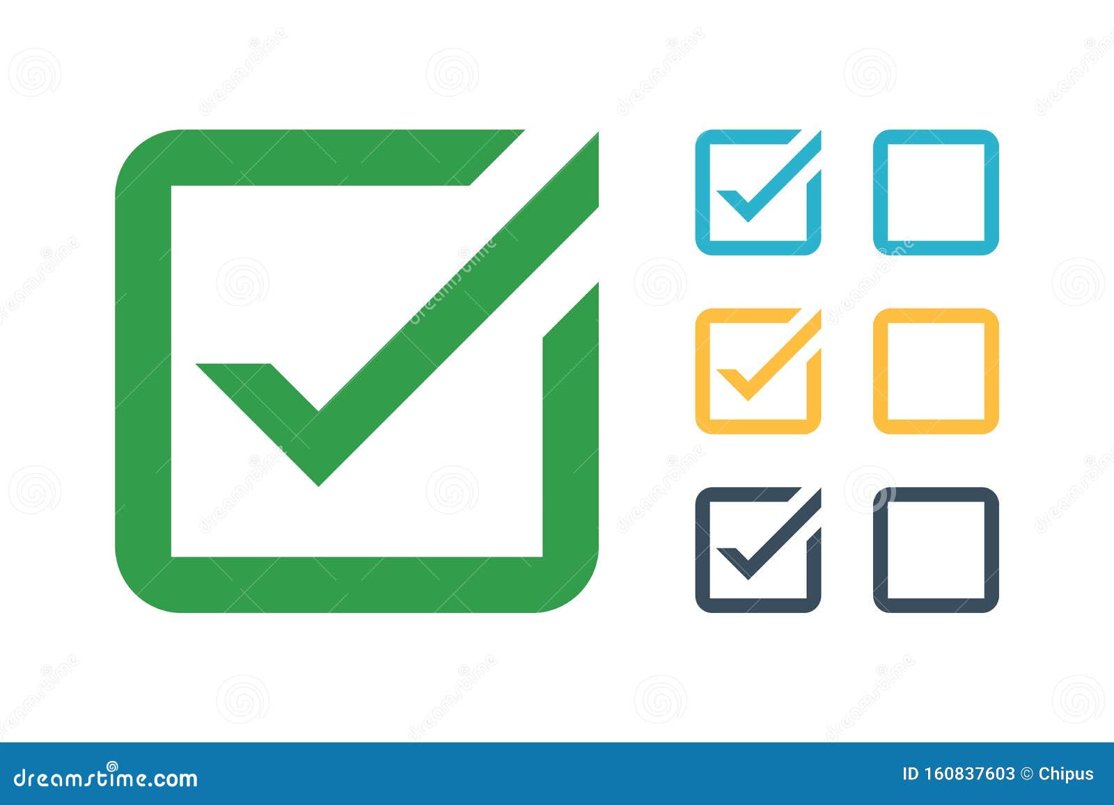 Set Of Checkmarks In Square Shapes. Buttons For Voting, Selecting ... Set Of Checkmarks In Square Shapes. Buttons For Voting, Selecting ...