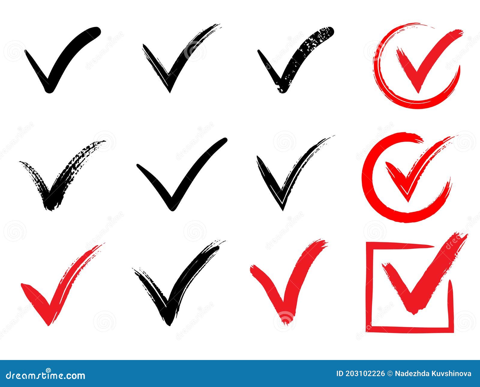 Check Mark Icons, Cross in Grunge Style. Symbol of Error, Check, Wrong ...