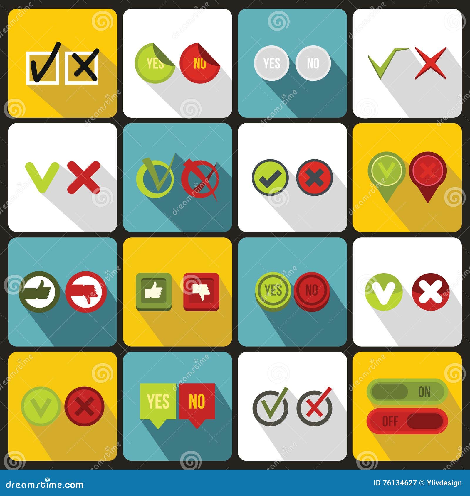 Check Mark Icons Set , Flat Style Stock Vector - Illustration of label ...