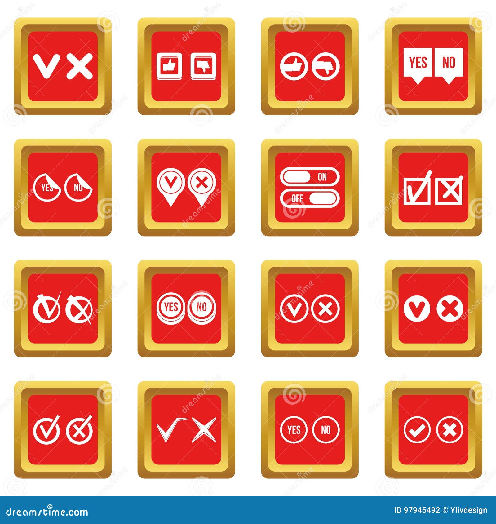 Check mark icons set red stock vector. Illustration of choose - 97945492