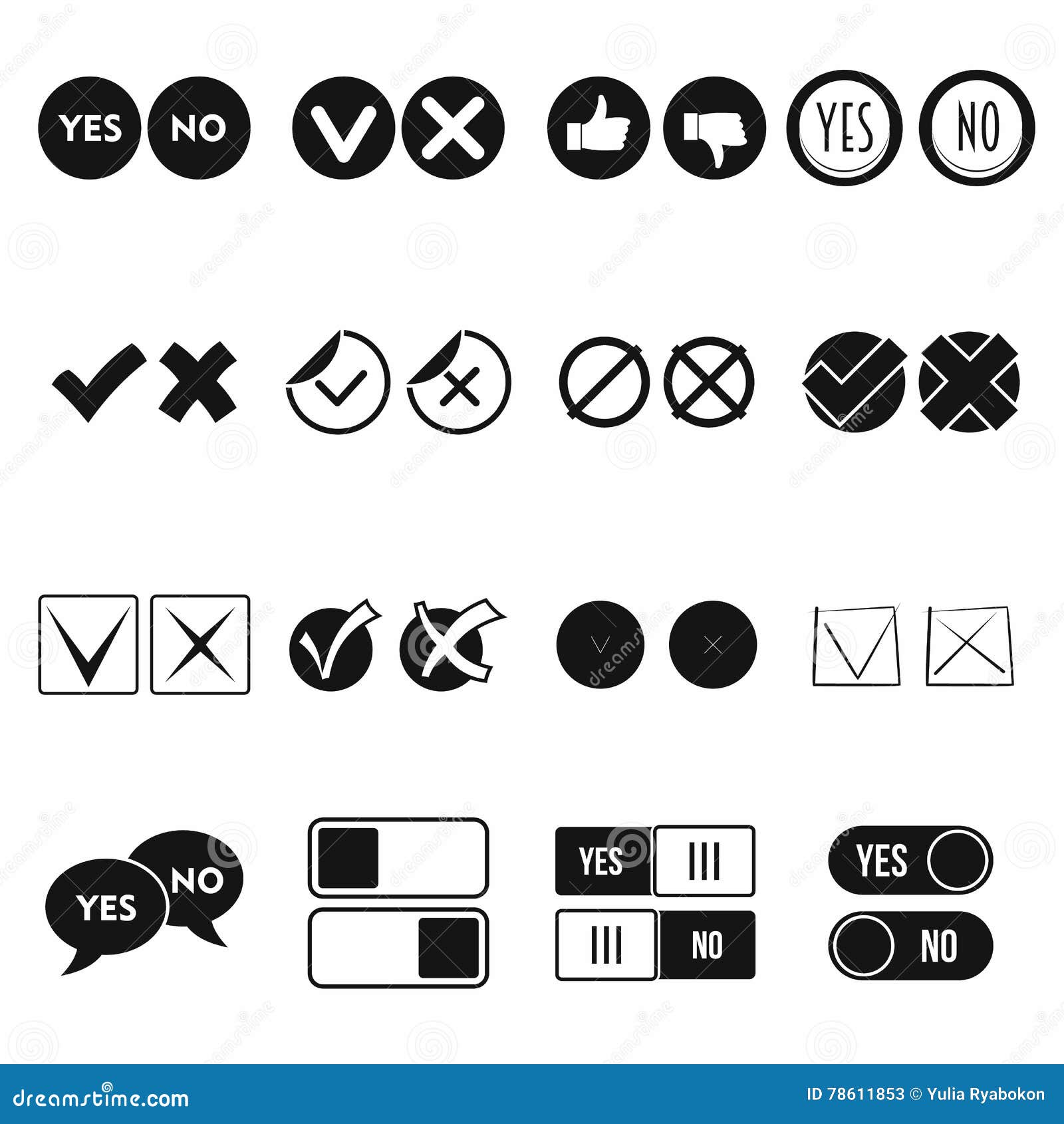 Check Mark Icons Set, Simple Style Stock Vector - Illustration of ...
