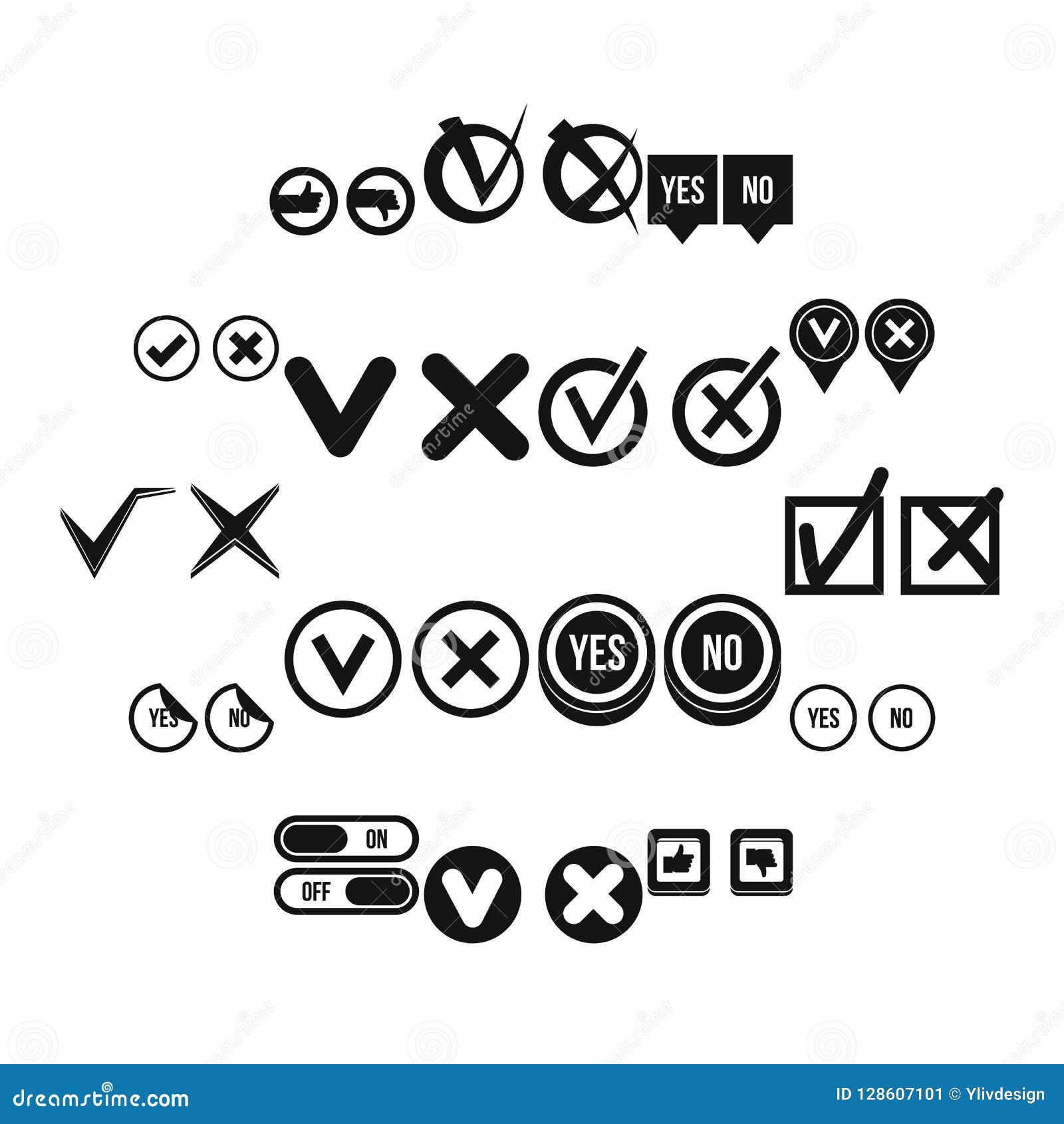 Check Mark Icons Set, Simple Style Stock Illustration - Illustration of ...