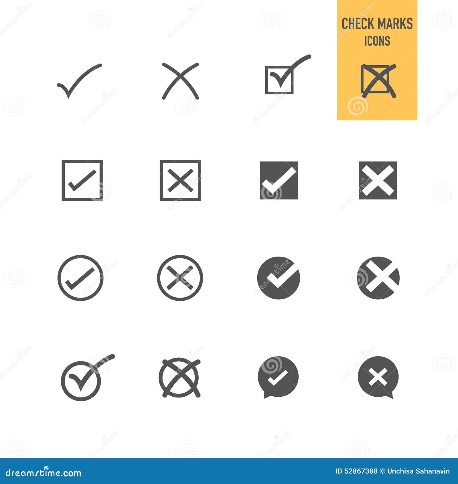 Check mark icons set. stock vector. Illustration of check - 52867388