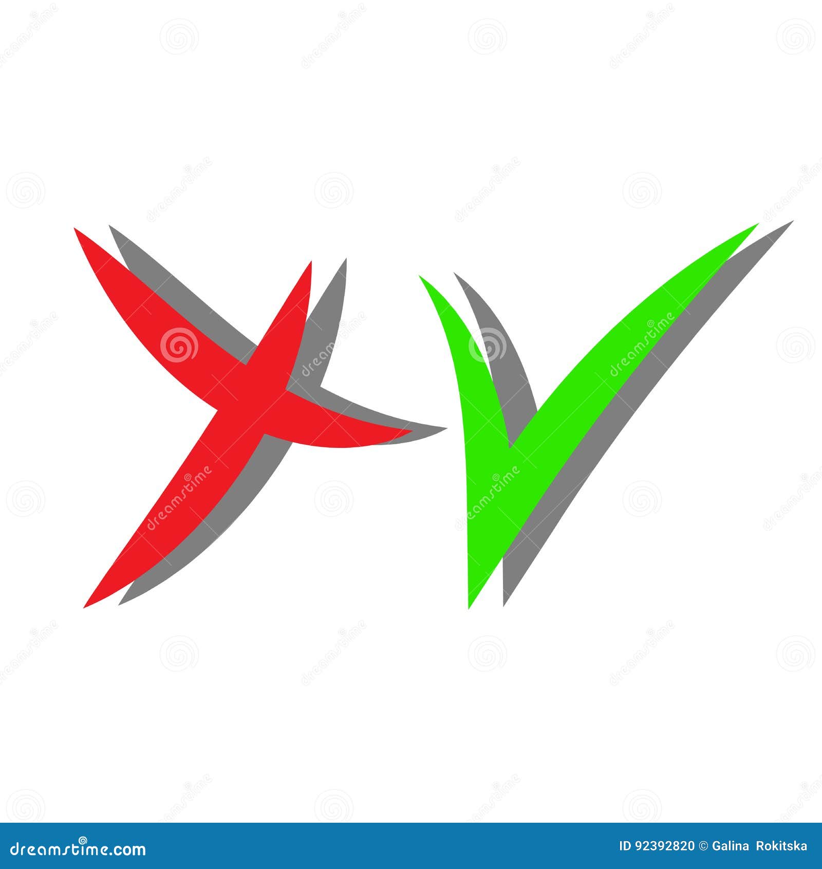 Check Mark Icons with Shadow. Red and Green Color. Vector Illustration ...