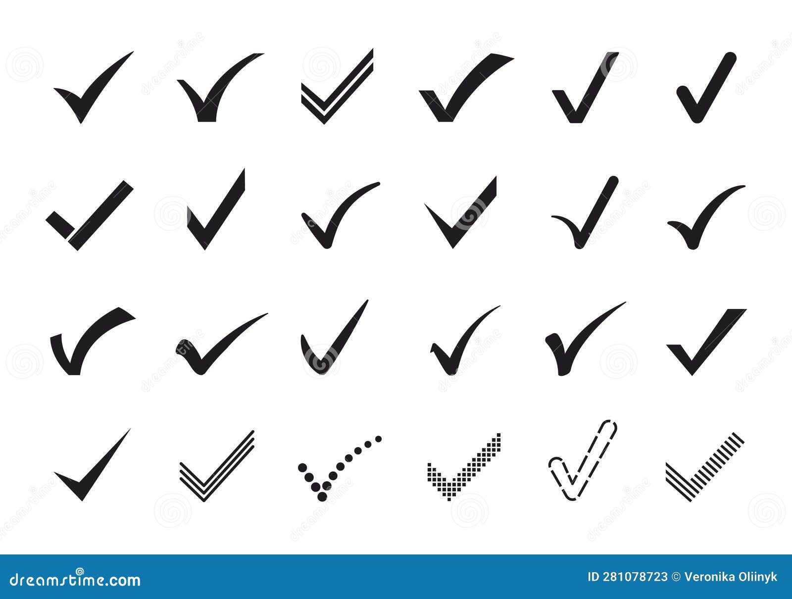 Check Mark Icons. Verification and Approval Marks, Correct Answer Sign ...