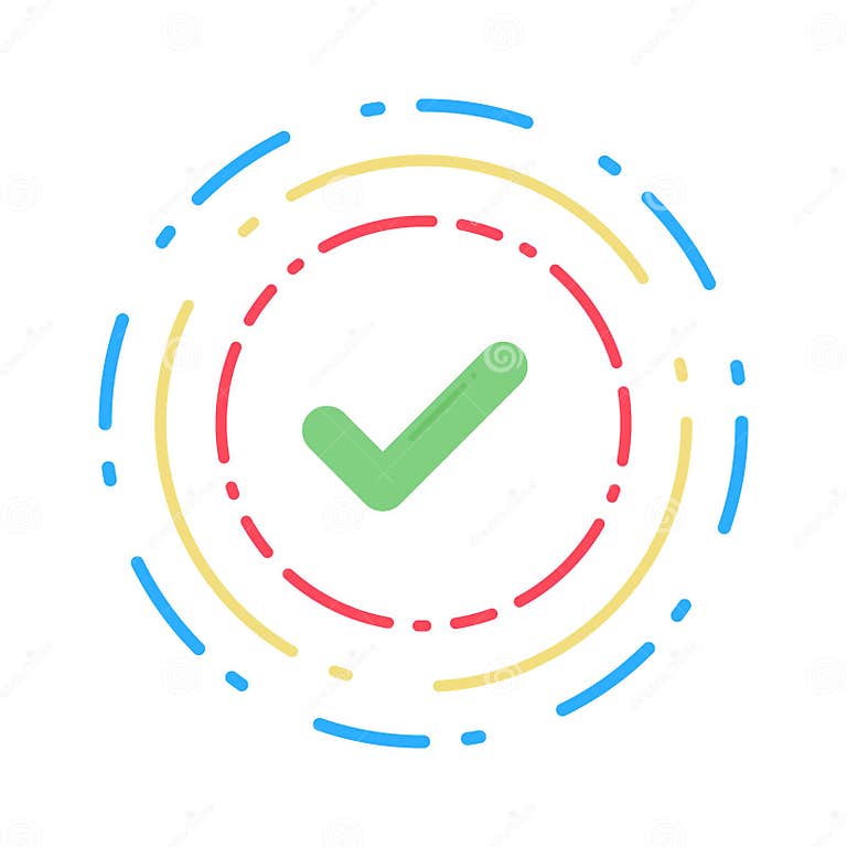 Check Mark Inside Circle Depicting Concept Flat Icon of Verified Stock ...