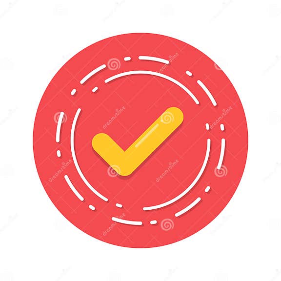 Check Mark Inside Circle Depicting Concept Flat Icon of Verified Stock ...